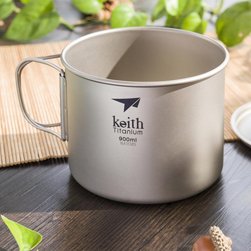 Keith Camping Tableware Titanium Mug 900ml Portable Outdoor Hiking ...