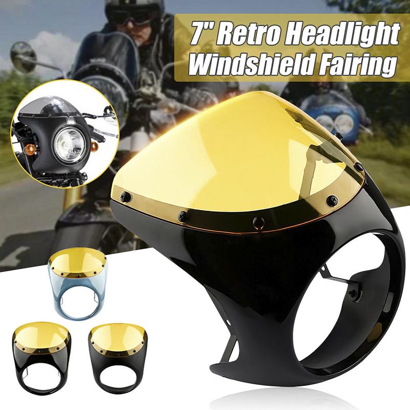 Universal Cafe Racer Handlebar 7" Headlight Windshield Fairing Screen ...