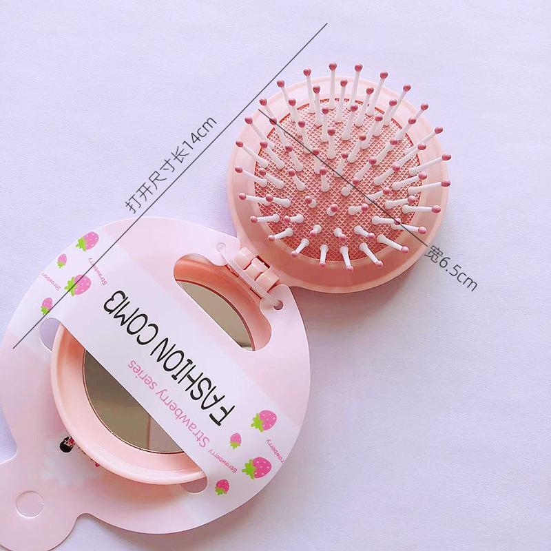 Cheap Round Hair Brush With Makeup Mirror Cute Mini Small Hair Comb ...