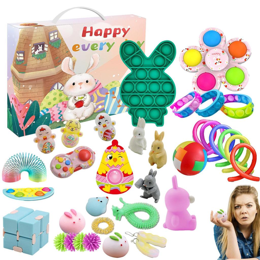 Cheap 24Days/set Fidget Toys Bunny Easter Advent Calendar Pack Anti ...