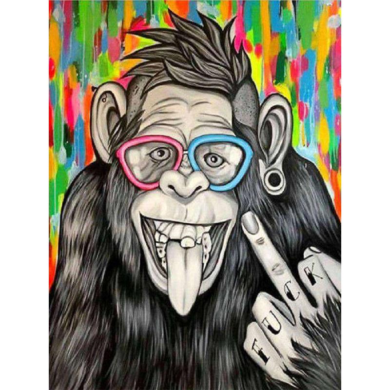 5D DIY Diamond Embroidery funny monkey Diamond Painting Animal Cross ...