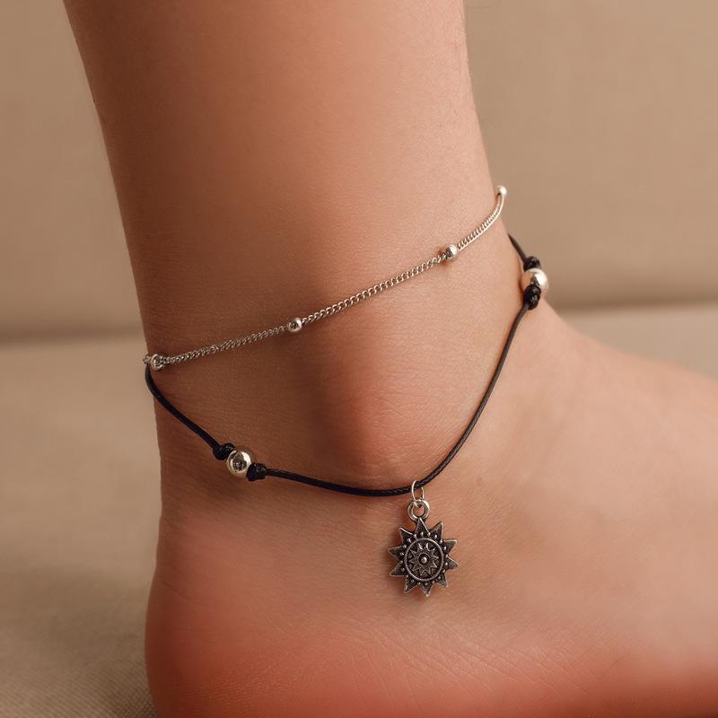 Buy Bohemian Double-Layer Anklet Woven Retro Sun Anklet Fashion Multi ...