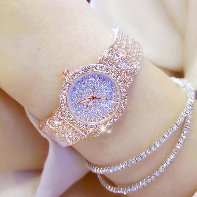 Buy Shiny Women Watches Luxury Small Dial Rose Gold Watches Ladies ...