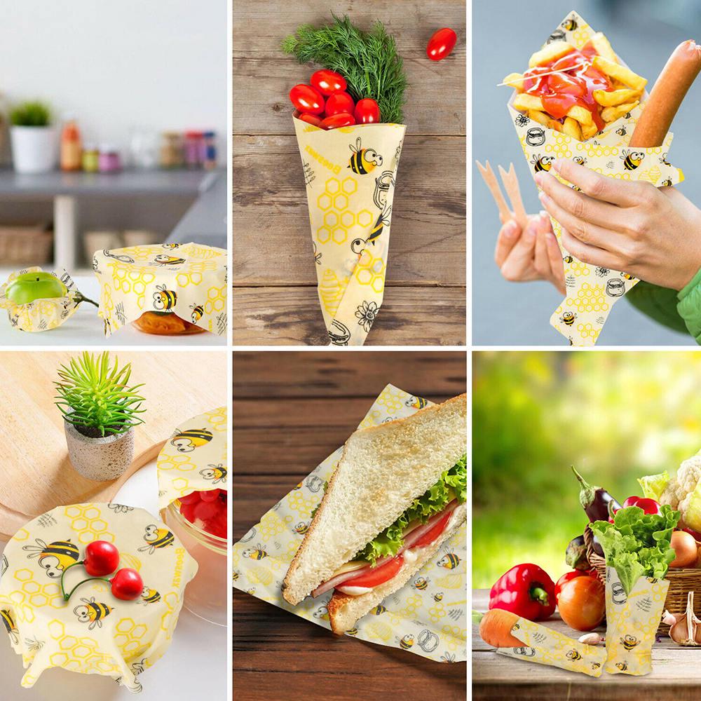 Buy 3Pcs Food Wax Paper Reusable Beeswax Fresh Cloth Wraps Eco-Friendly ...
