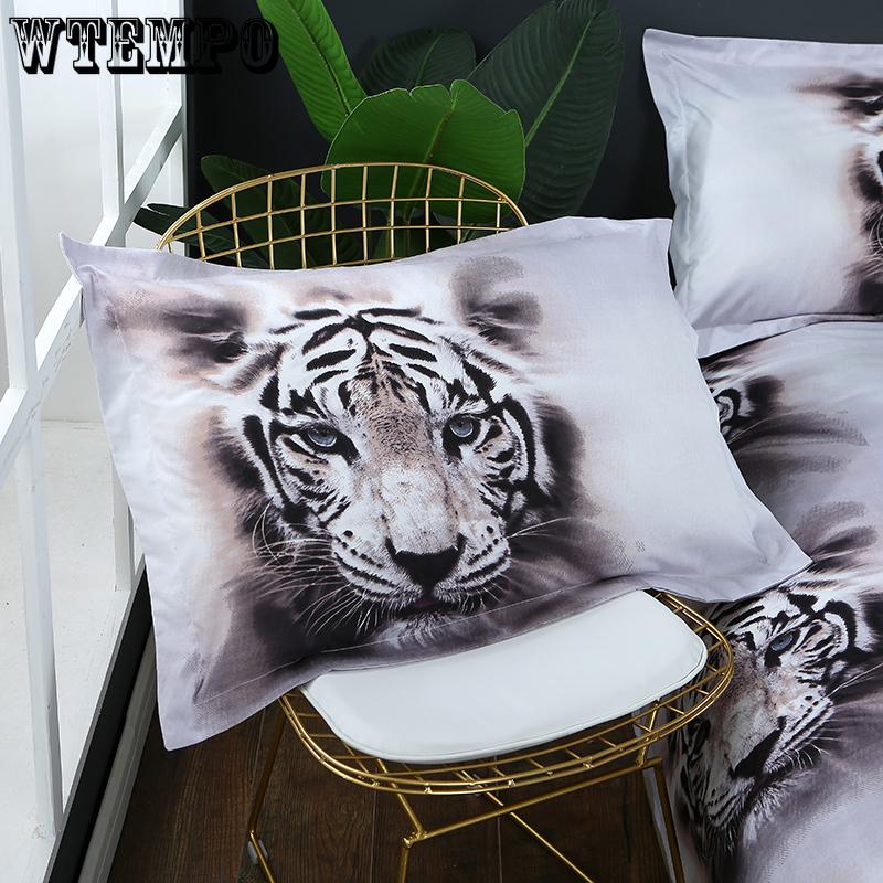 Buy 3D Lifelike White Tiger Bedding Set of Duvet Cover Pillowcases Size ...
