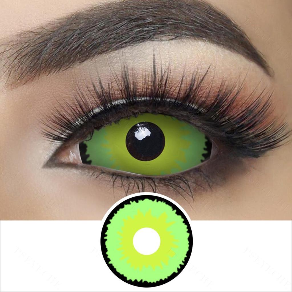 Buy 22MM Green Demon Sclera Lenses Scary Cosplay Contact Lenses Yearly ...