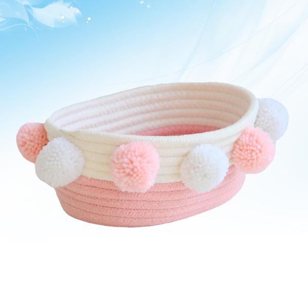 Buy 1pc Storage Basket Pink Venonat Cotton Rope Tabletop Landing Basket ...