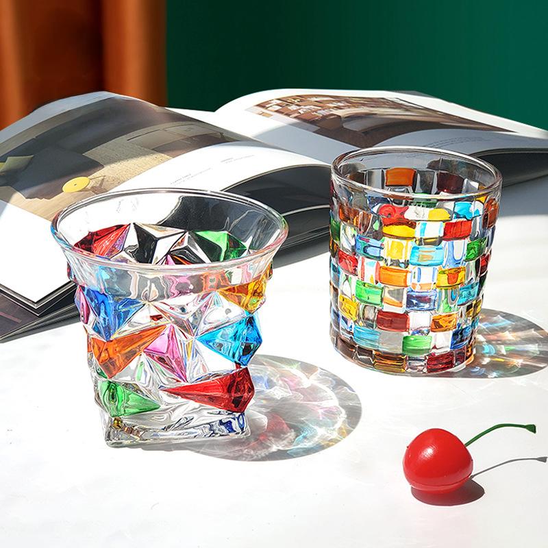 Buy Creative color contrast crystal cup whisky painted water cup ...