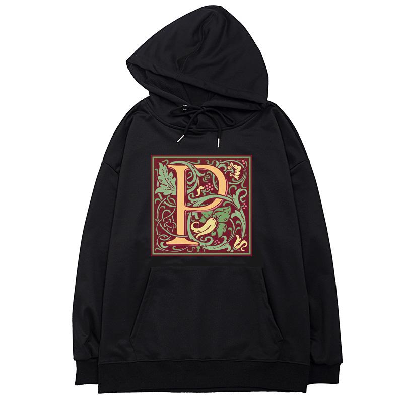 Buy Autumn William Morris Vintage Letter P Print Unisex Hoodie Drawing ...