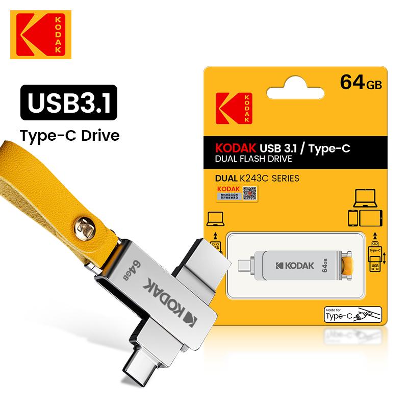 Kodak K243C Metal USB3.1 USB Flash Drive 32GB Pendrive 64GB 128GB 256GB ...