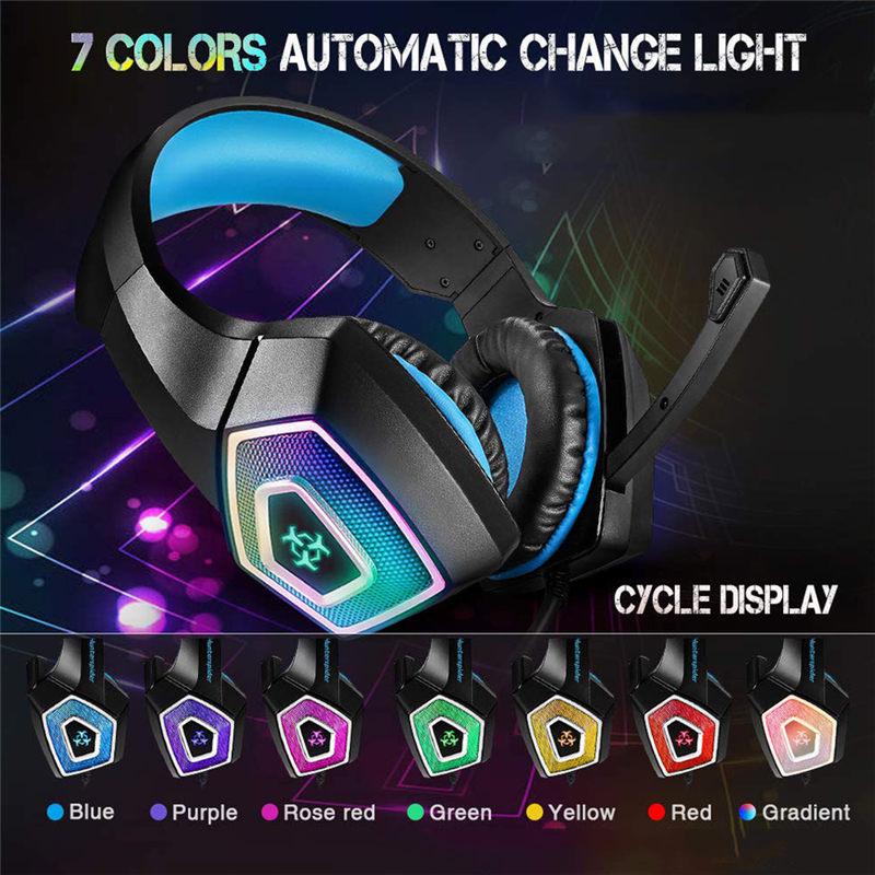Buy 3.5mm Mic Gaming Headset RGB LED Headphones for PC Laptop PS4 Slim ...