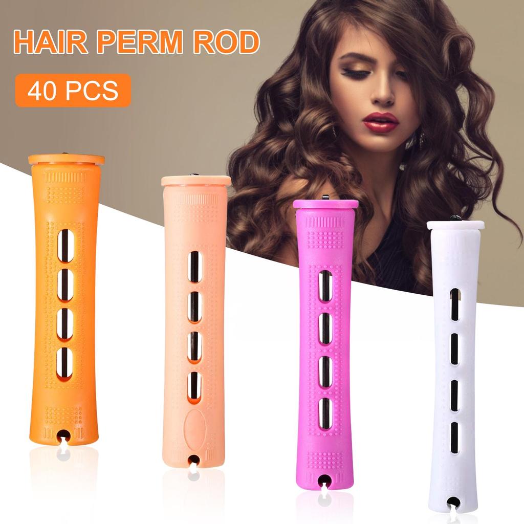 Buy 40pcs Hair Perm Rods Set 4 Sizes Rollers Curlers Cold Wave for ...