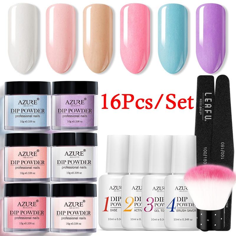 Buy 16 PCS Dipping Powder DIY Manicure Set Holographic Glitter Dip ...