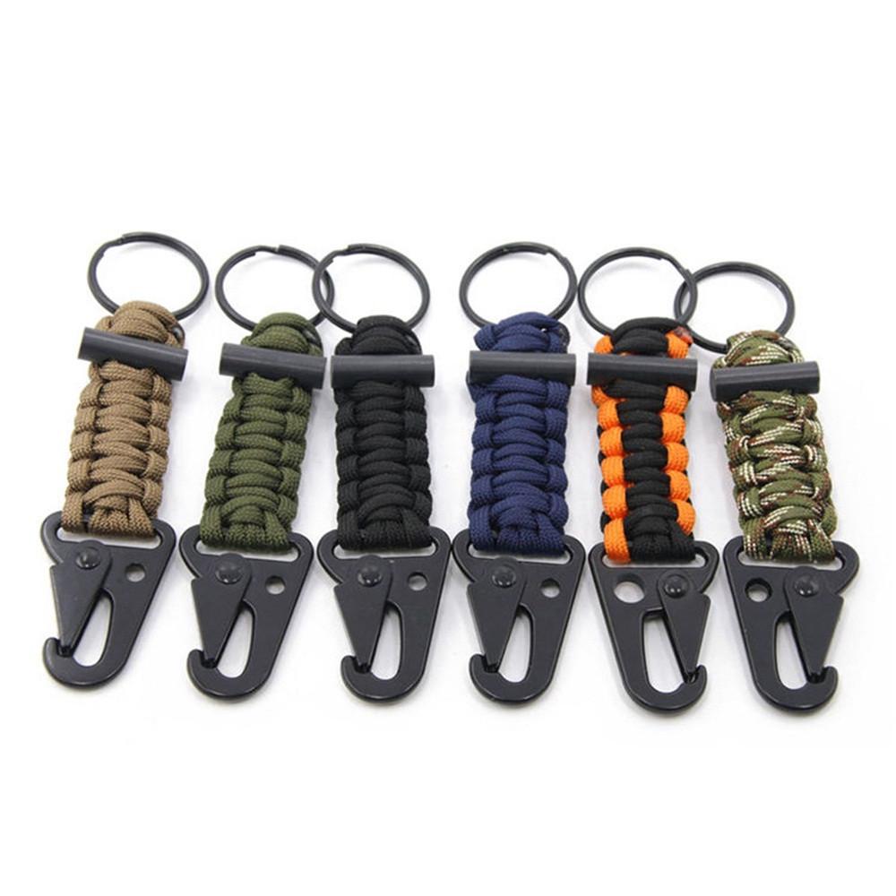 Buy Survival Parachute Cord Lanyard Keychain Climbing Carabiner Flint ...