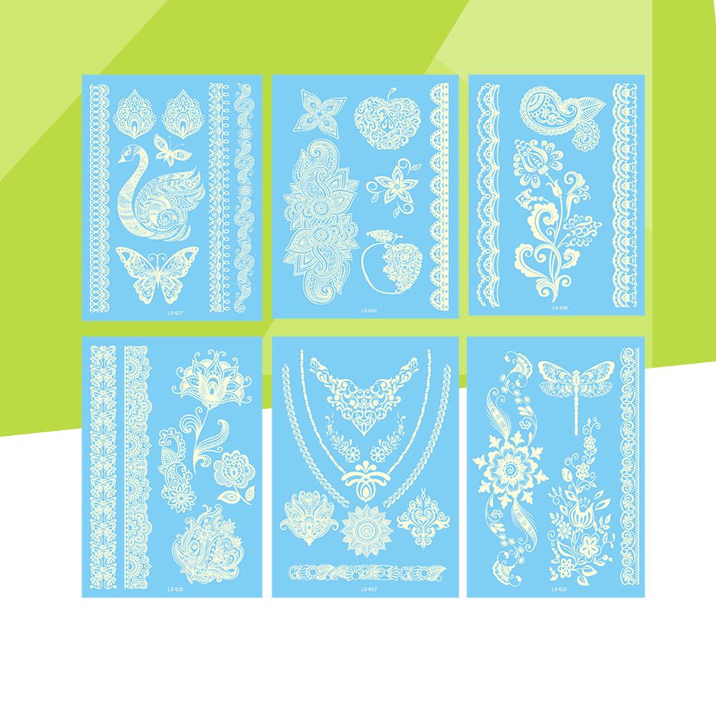 Buy 6 Pcs Elegant French Waterproof White Lace Tattoo Sticker for ...