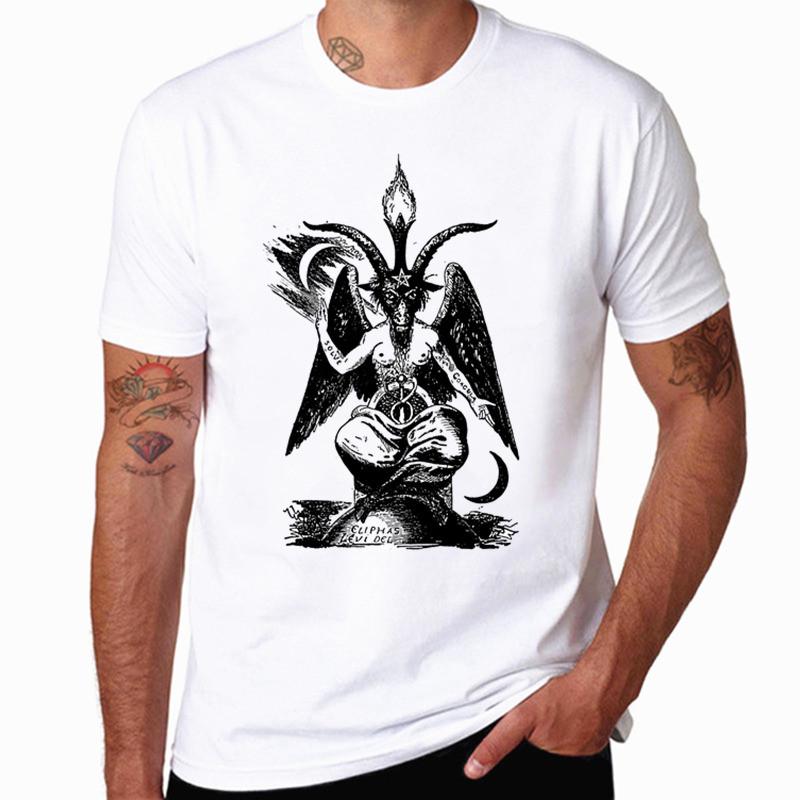 Buy Men Print Satanic Goat Baphomet Tshirt O-Neck Short Sleeves Summer ...