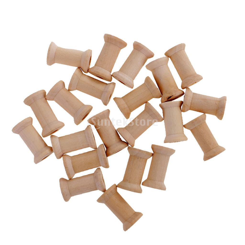 Buy 100 Pieces Wooden Empty Spools for Wire Thread Bobbins Cord Coils ...
