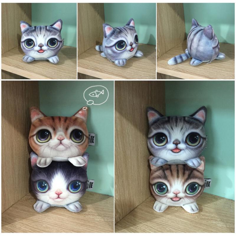 Buy 3D Cute Plush Cat Head Shape Pillow Car Sofa Chair Back Cushion Cat ...