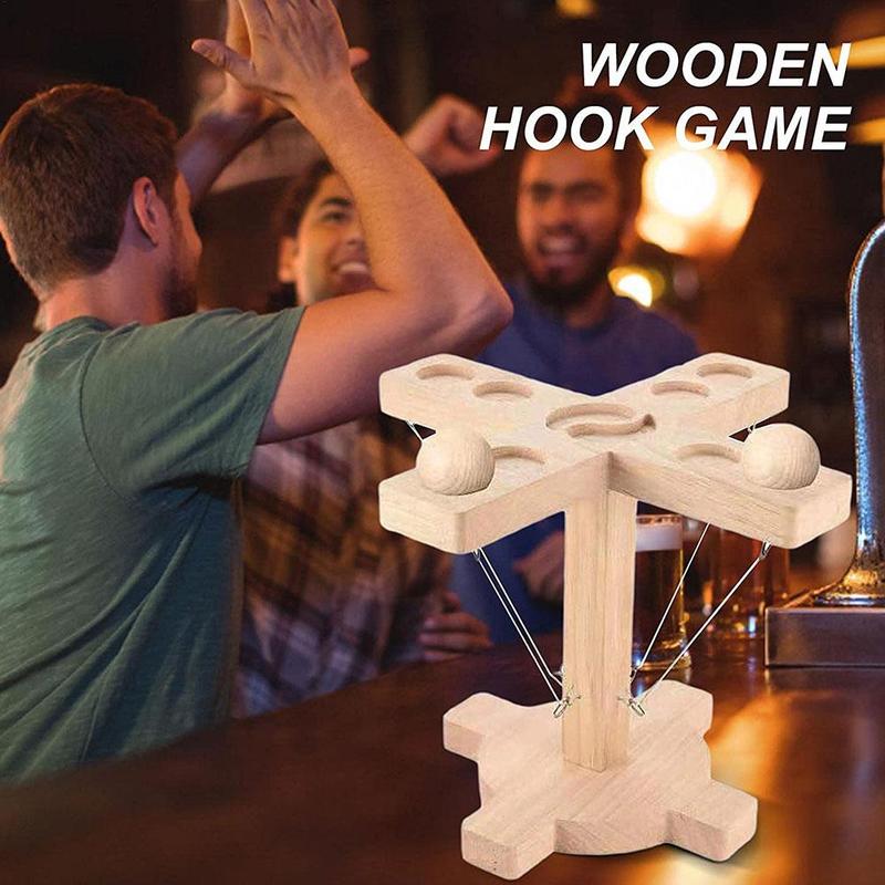 Buy Wooden Ring Toss Game Bar Family Desktop Ring Toss Hook And Loop ...