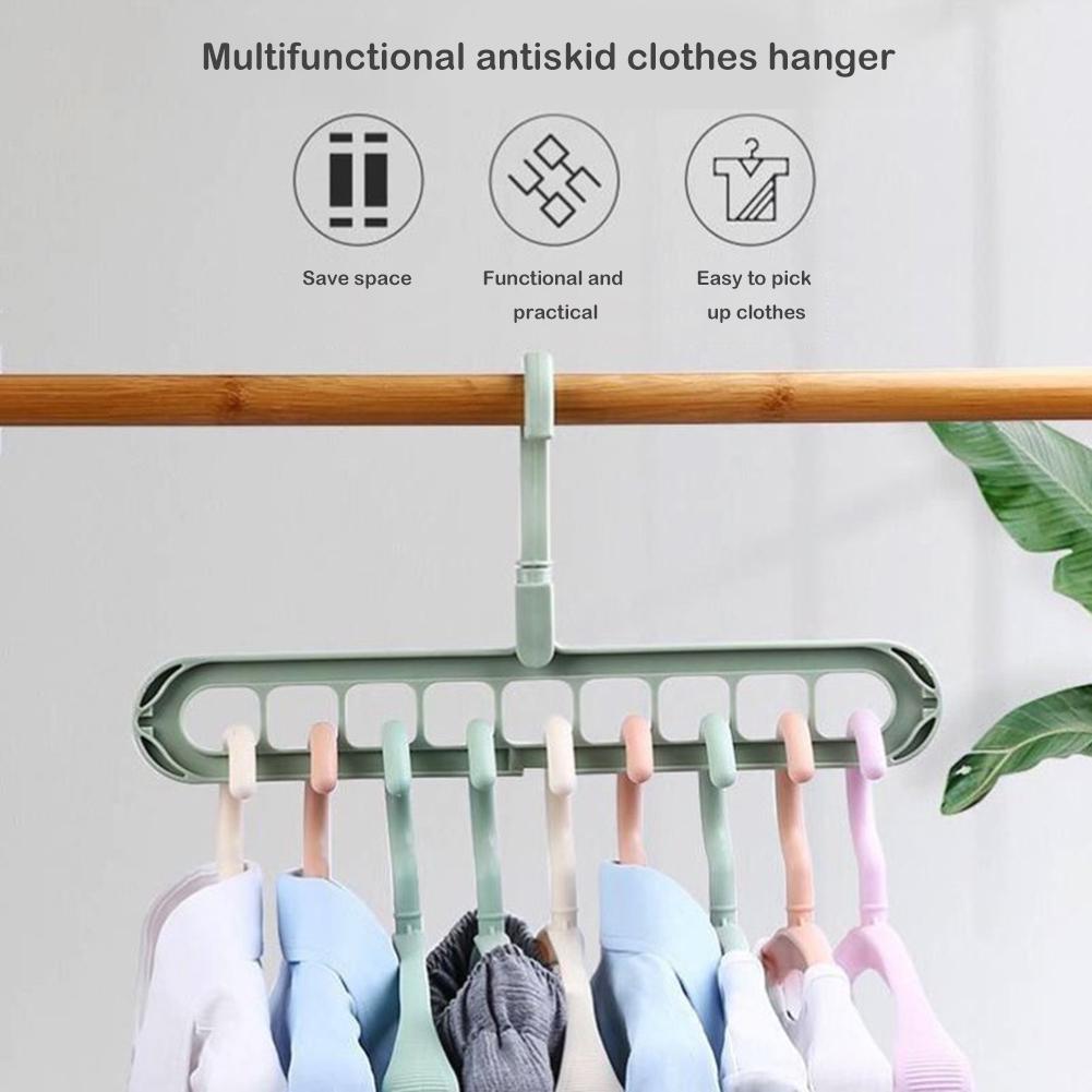 Buy 9 Holes Clothes Wardrobe Hanger Hook Clothing Hanging Rack Shelf ...