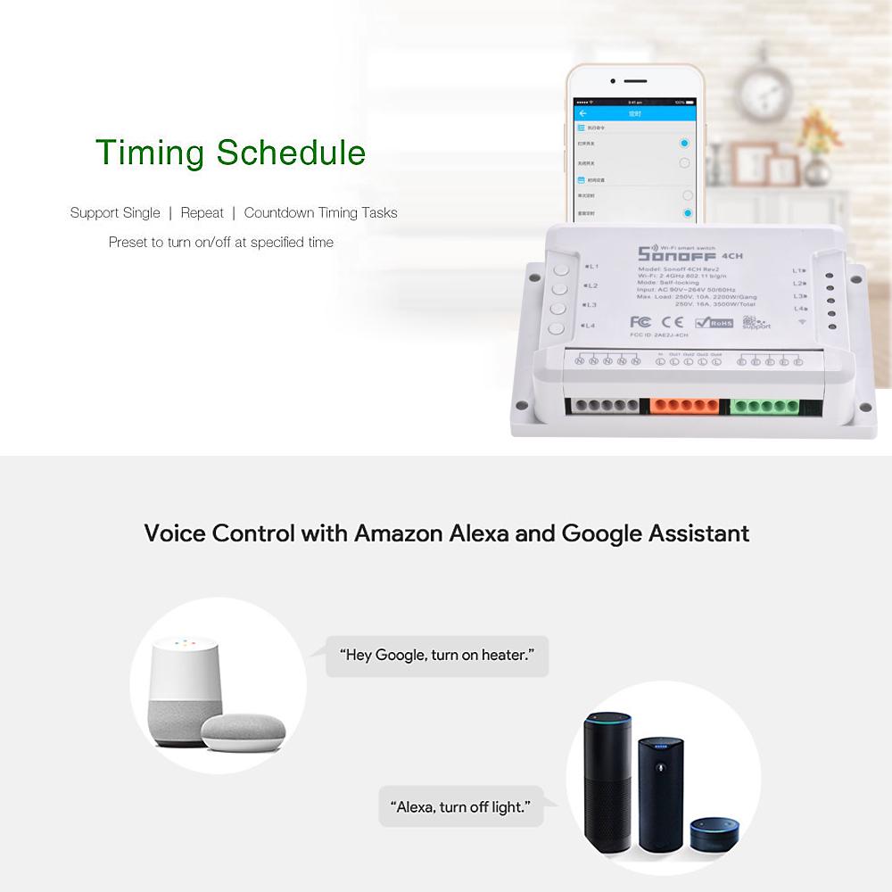 Sonoff 4CH R2 Wifi Light Smart Switch 4 Gangs 4 Channels Electronic ...