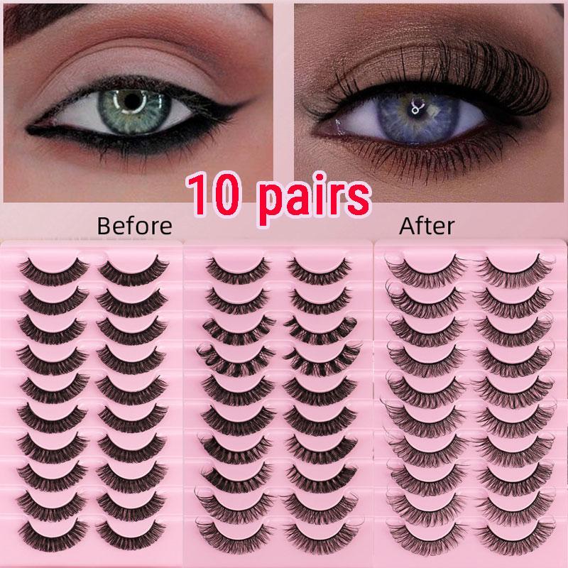Buy 10 Pairs DD Curl Russian False Eyelashes 3D Mink Eyelashes Reusable ...