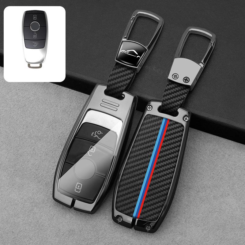 Buy Zinc Alloy Leather Car Key Fob Case Cover For Mercedes Benz A C E S ...