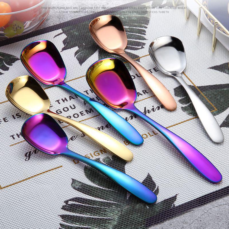 Buy 1 PC Stainless Steel Square Spoon S M LThick Rice Spoon Set ...