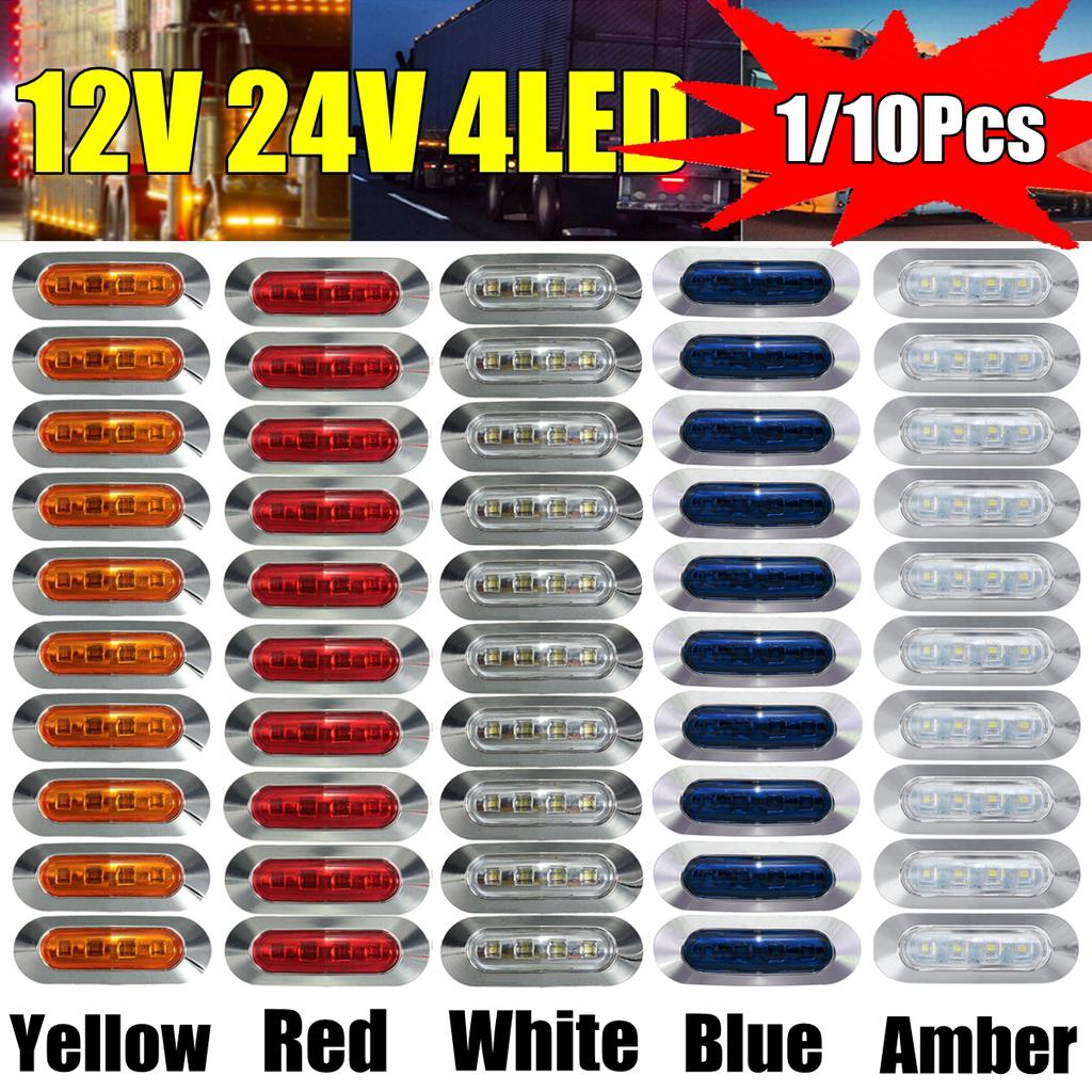Buy 1 or 10pcs DC 10V-30V 12V 24V 4 LED Car Chrome Bezel LED Side ...