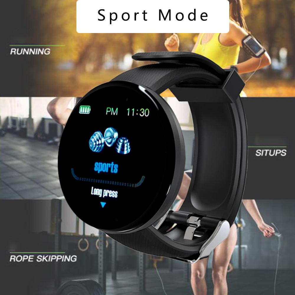 Buy D18 Heart Rate Blood Pressure Smartwatch Color Screen Fitness ...