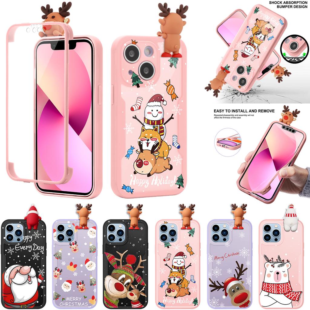 Buy 360 Degree Full Shockproof Christmas 3D Doll Bear Elk Phone Case ...