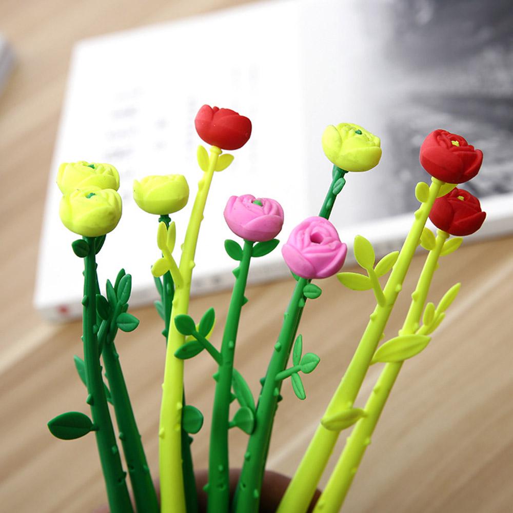 Buy Gifts New Grass Roses Flower Office Plastic Gel Pen Stationery Ball ...
