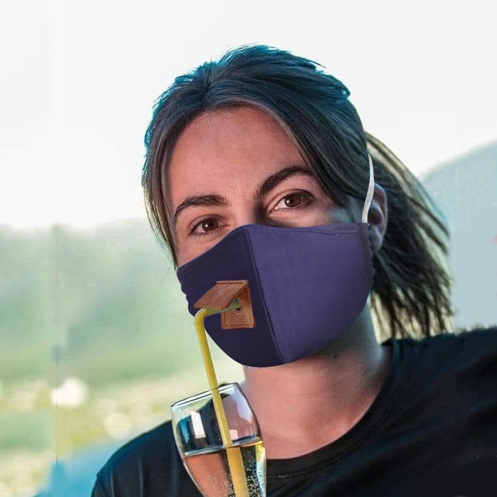 Buy Aominuo Adult Women Protect Cotton Face Mask Drinking Mask with ...