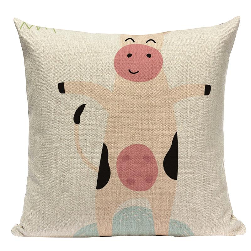 Satın alın Cartoon Cow Head Portrait Pattern Throw Pillow Covers Cattle ...