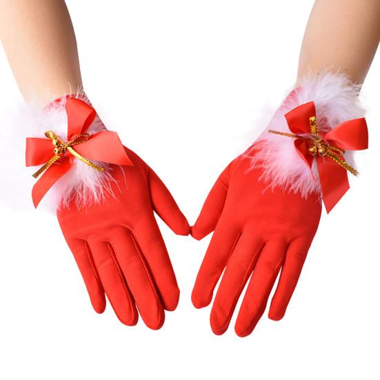 Buy 1 Pair Bowknot Fancy Dress Gloves Women Red Christmas Costume Skin ...