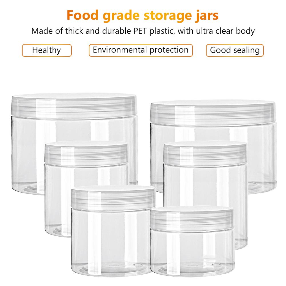 10x Clear Plastic Jars Bottles Straight Cylinders Canisters Food Home ...