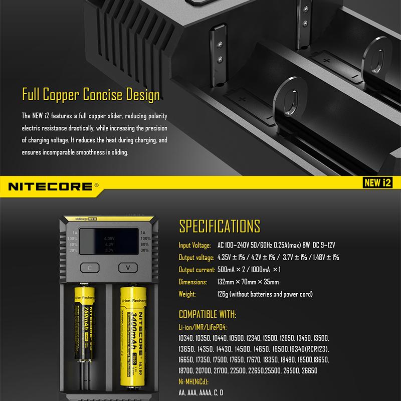 Buy Nitecore I2 Intellicharger i2 Nitecore Battery Charger for 16340 ...