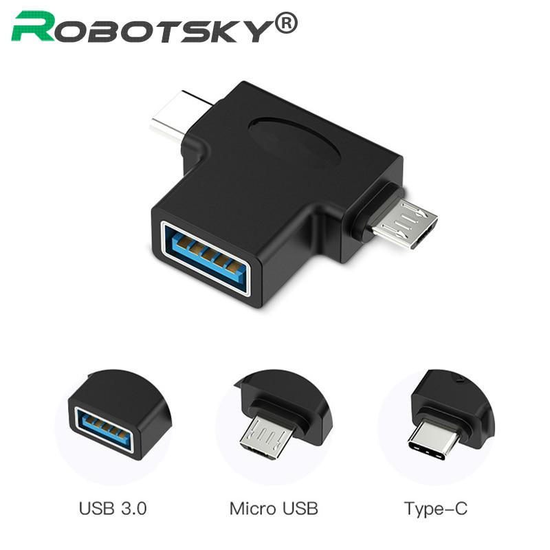 OTG Adapter for Micro USB Type C Android Phone USB 3.0 Charging Data ...