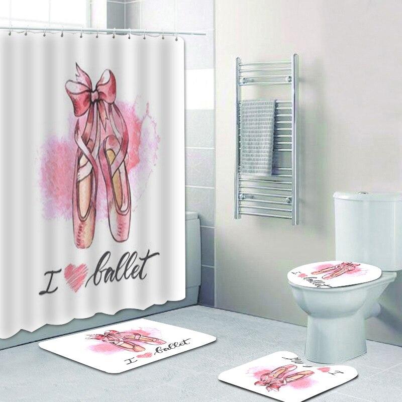 Girly Pink I Love Ballet Dance Shower Curtain Waterproof Ballet ...
