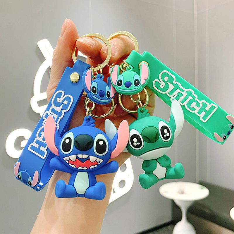 Buy Disney Stitch Toys Anime Stitch Pendant Keychain Sweet Pink Angel ...