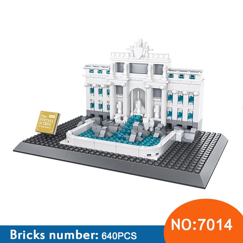 Buy WANGE 7014 Architecture Fontana Di Trevi Building Blocks Sets City ...