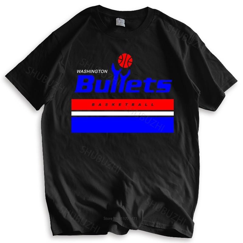 Buy Tshirt Men Cotton Tops Washington Bullets Retro Basketball ...