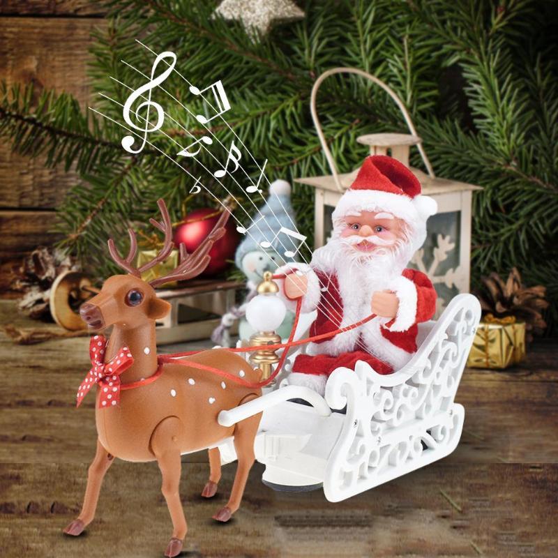 Moving Musical Reindeer And Santa In Sleigh Or Chimney Christmas Toy ...