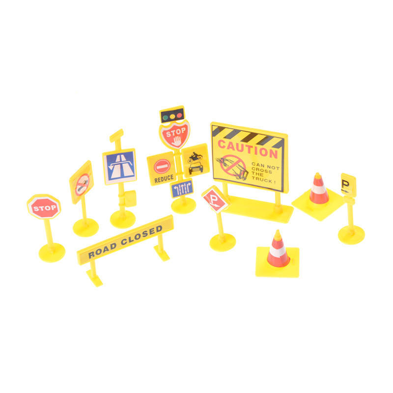 Buy 10Pcs Diy Model Scene Toy Sign Road Roadblock Traffic Sign Micro ...