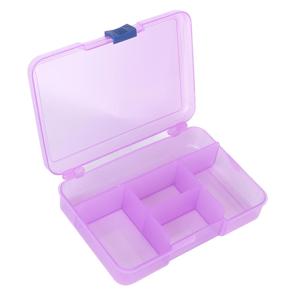 Grid Organizer Box Purple Sliding Buckle 5 Compartments Storage ...