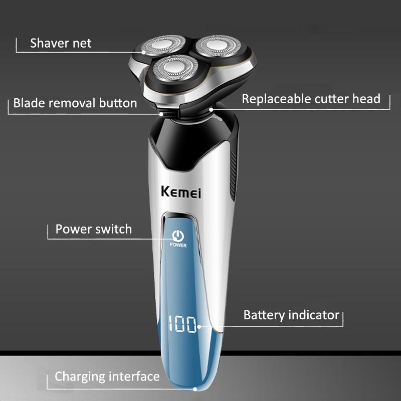 Buy Kemei 4in1 Men's Washable Rotate Shaver Electric Razor for Men ...