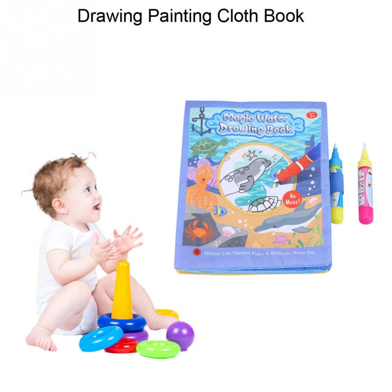 Buy Reusable Water Drawing Painting Cloth Book with Pen Learning ...