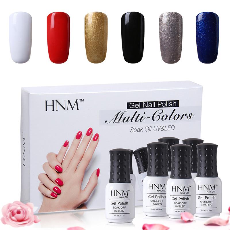 Buy HNM 8ml 6pcs/Kit Pure Nail Gel Polish Gift Lucky Semi Permanent ...