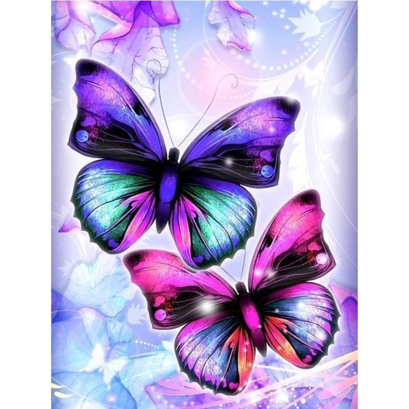 5D DIY Full Round Diamond Painting Animals Two Butterflies Diamond ...
