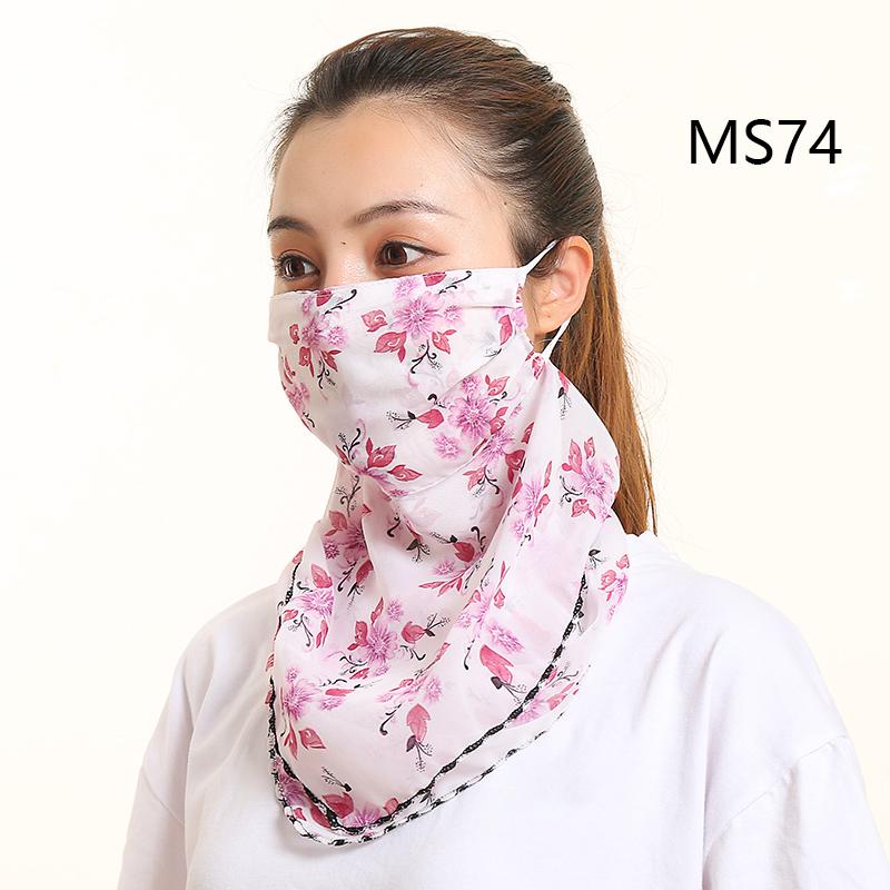 Women Chiffon Neck Scarf Face Mask Cover Sunscreen Scarves Wraps ...